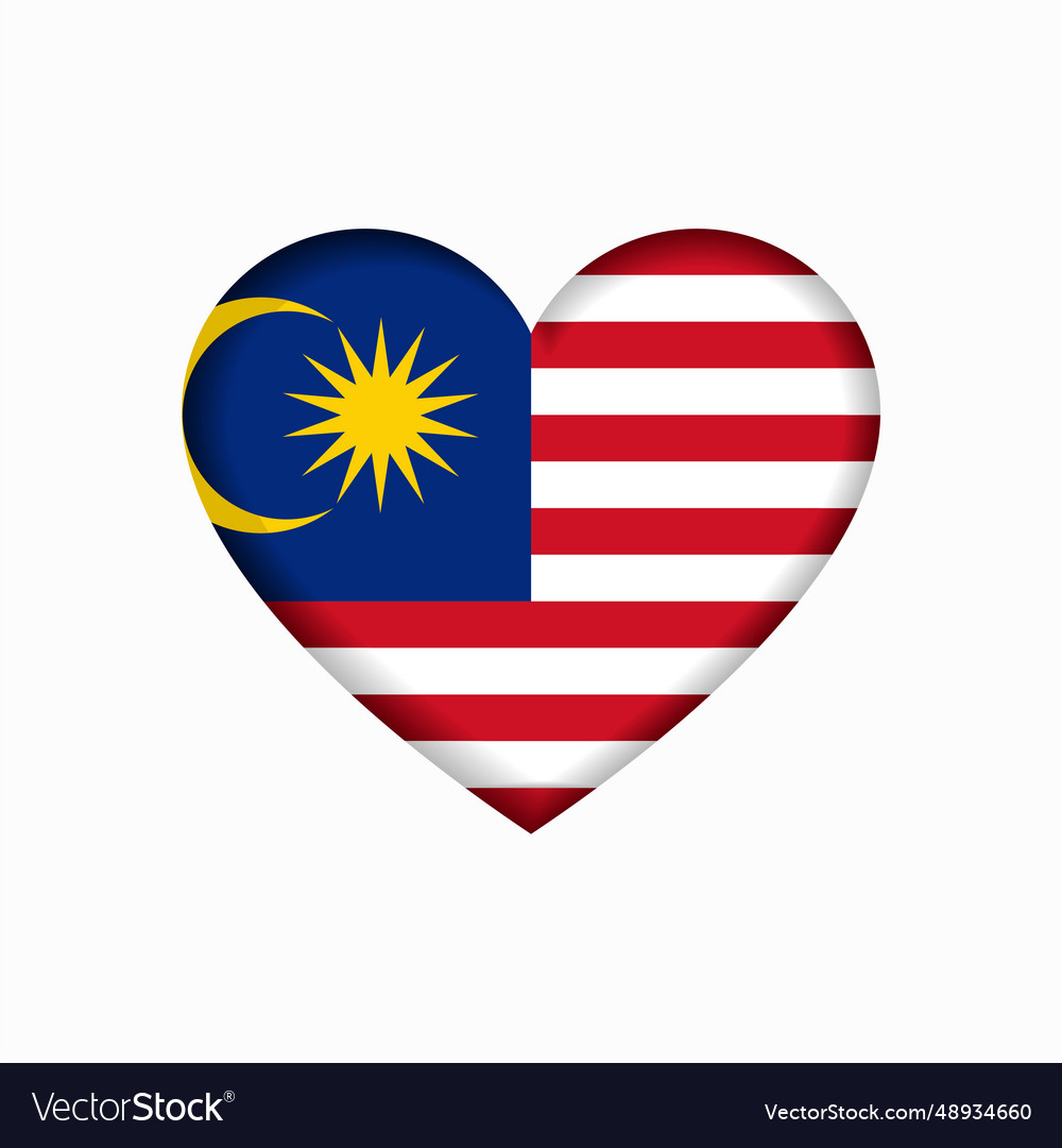 Malaysian flag heart-shaped sign Royalty Free Vector Image