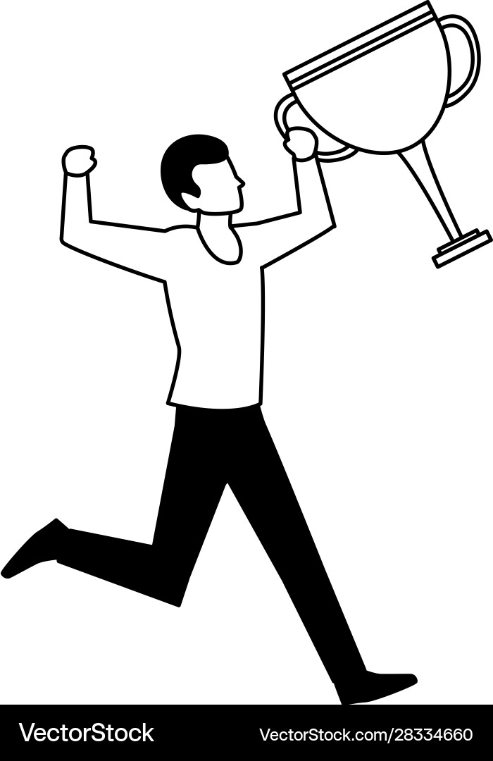 Man with trophy gold in white background Vector Image