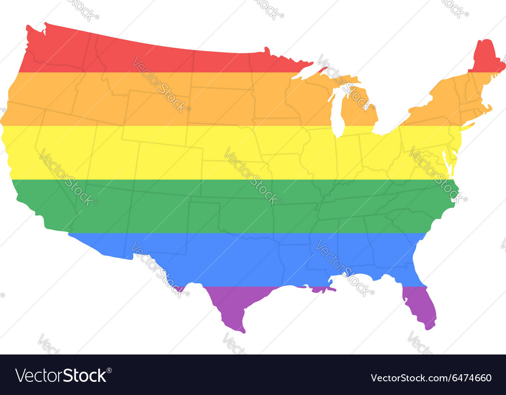 Map Of The United States Of America In Lgbt Flag Vector Image