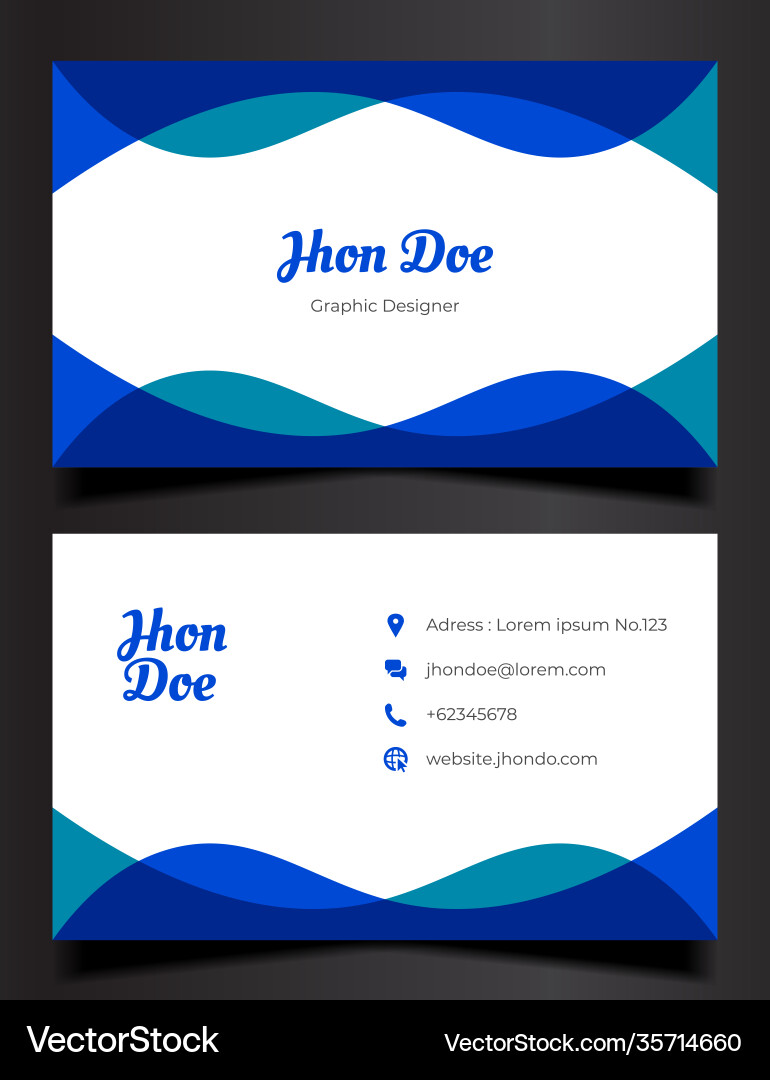 Modern blue minimalist name card design template Vector Image