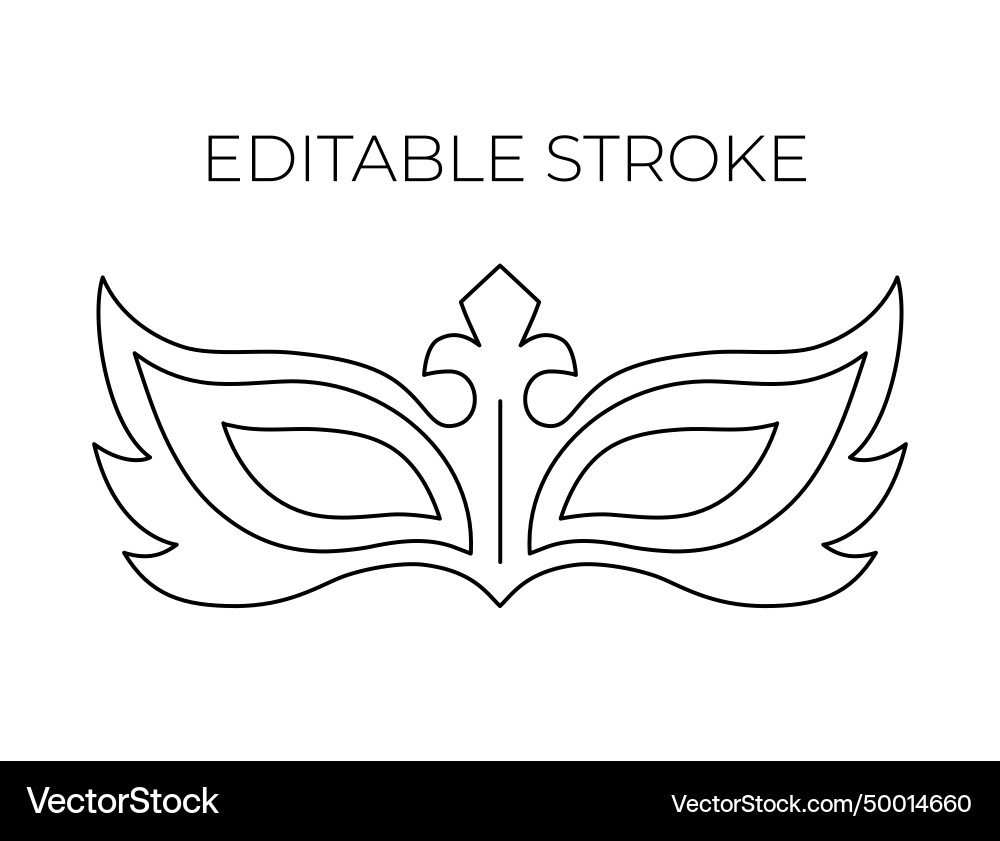 Outline carnival mask with editable stroke Vector Image