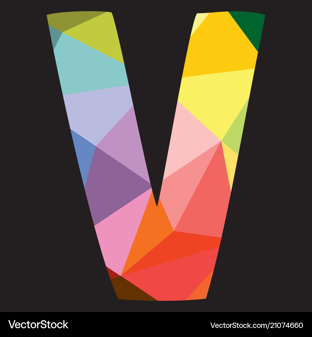 V low poly alphabet letter isolated on black Vector Image