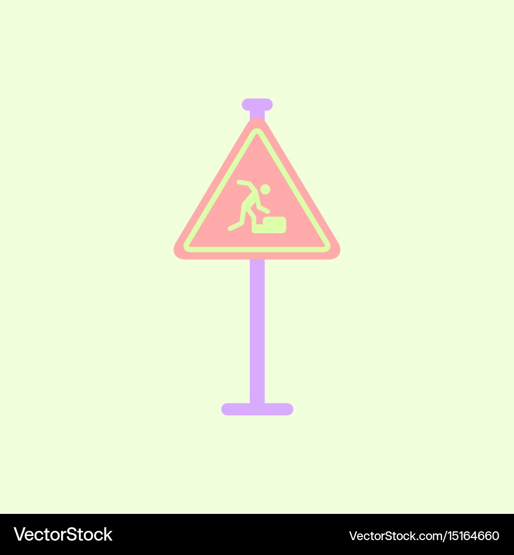 Warning falling on stairs road sign Royalty Free Vector