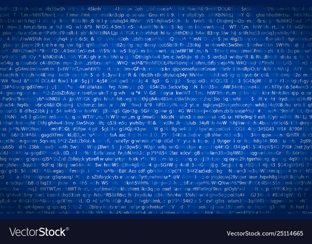 Abstract complicated crypto symbols on blue data Vector Image