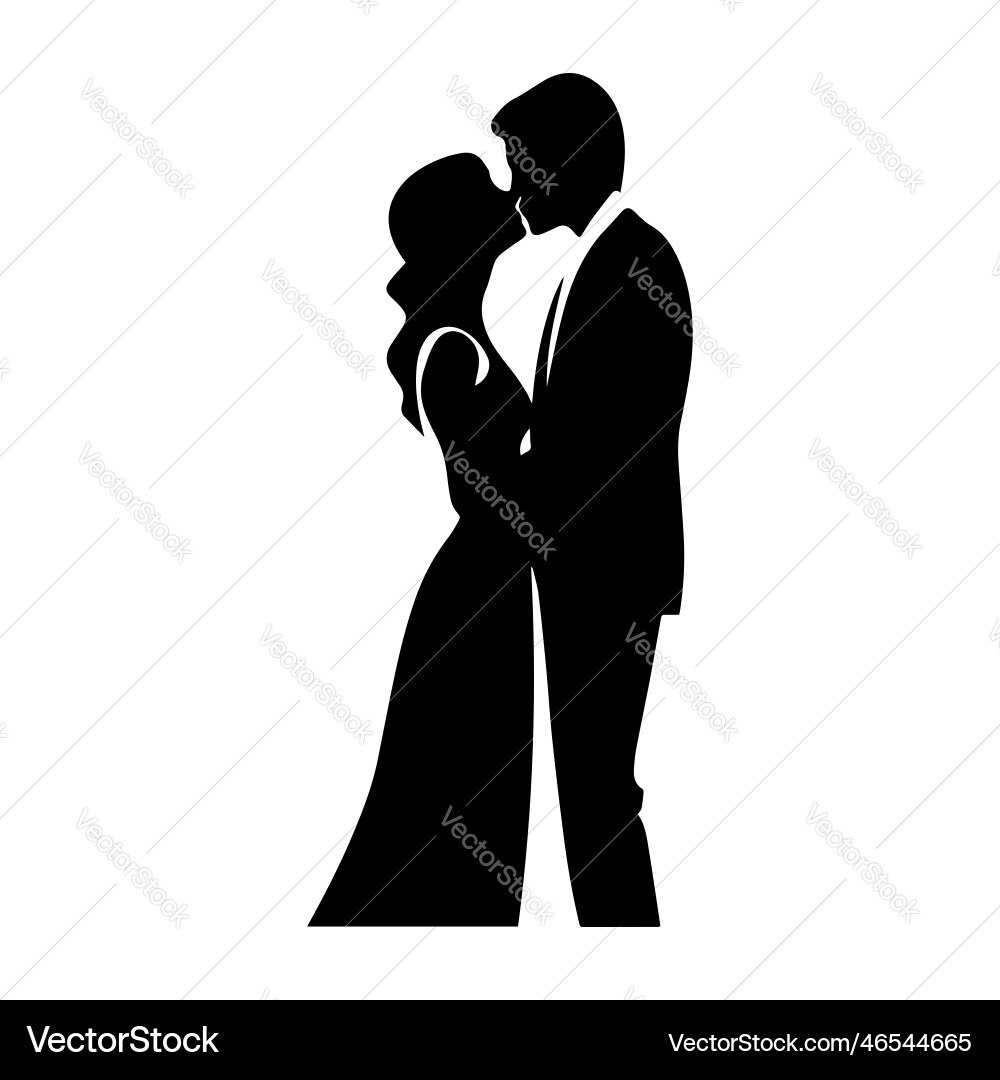 Couple getting married black and white icon Vector Image