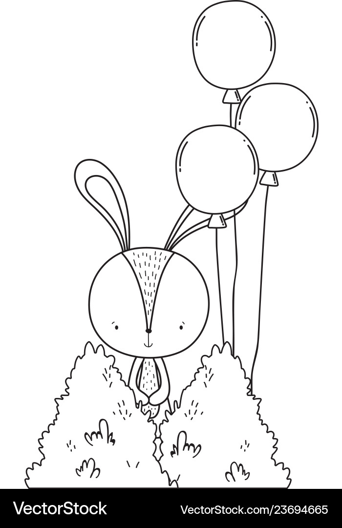 Cute little rabbit with balloons helium Royalty Free Vector