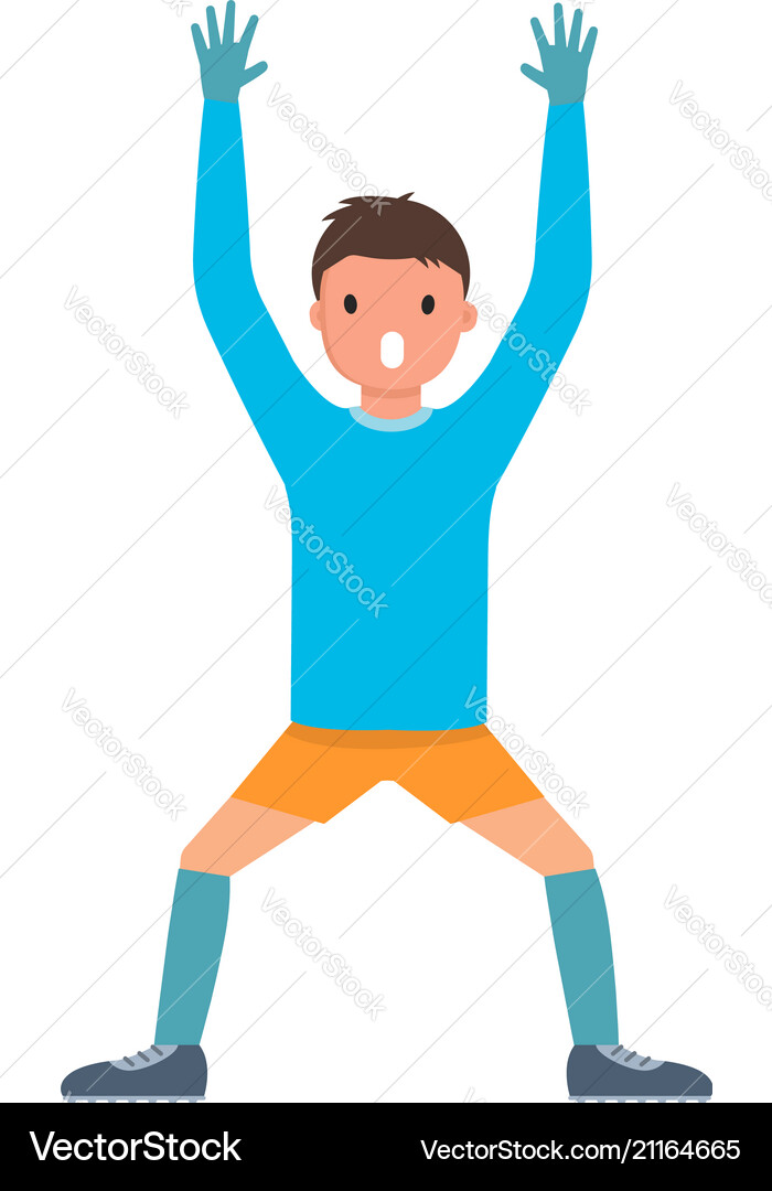 Hands up goalkeeper icon flat style Royalty Free Vector