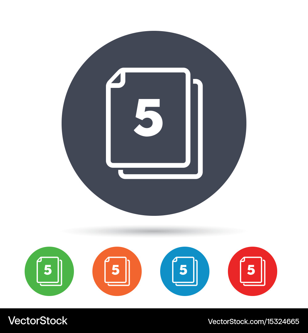 In pack 5 sheets sign icon 5 papers symbol Vector Image