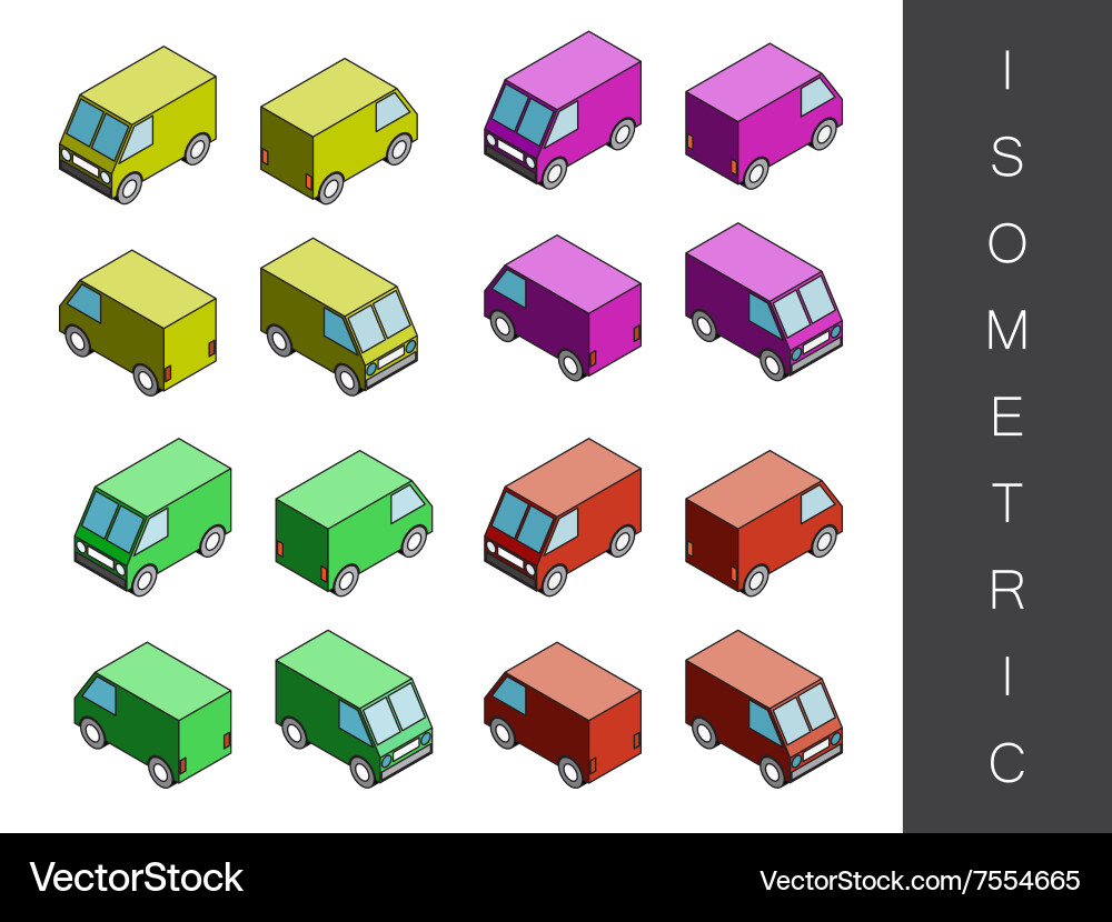 Isometric transport icon set Royalty Free Vector Image