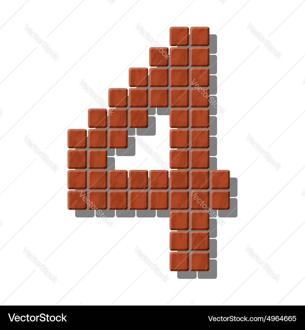 Number 4 made from realistic stone tiles Vector Image