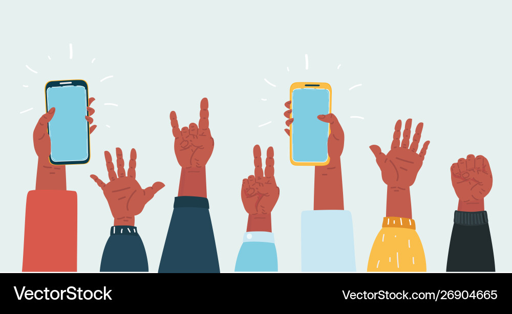 People hands up on concert show Royalty Free Vector Image