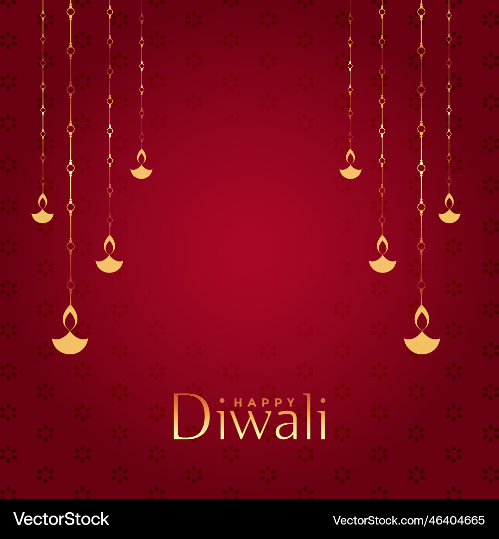 Red happy diwali decorative background with text Vector Image