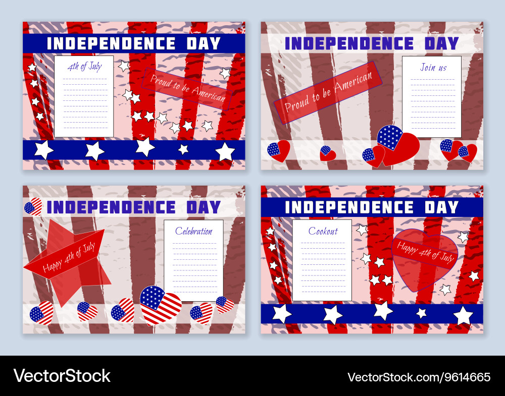 Set of templates for independence day on planked Vector Image