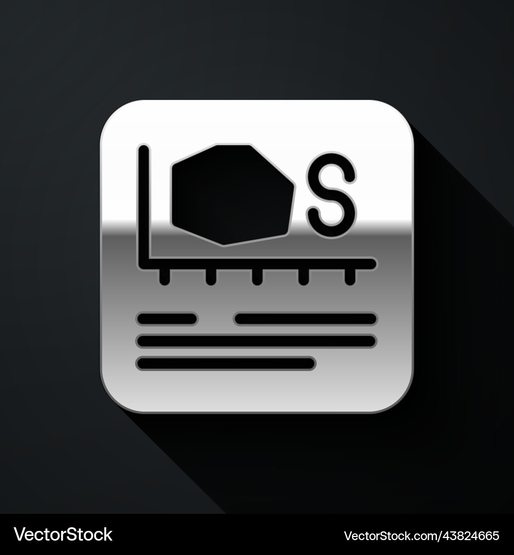 Silver area measurement icon isolated on black Vector Image