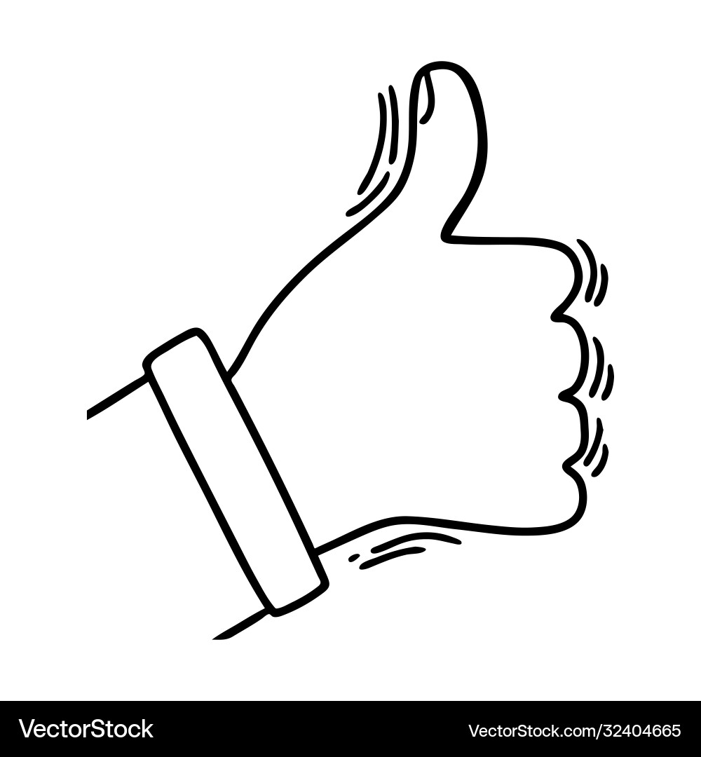 Thumb in style doodle a sketch finger Royalty Free Vector