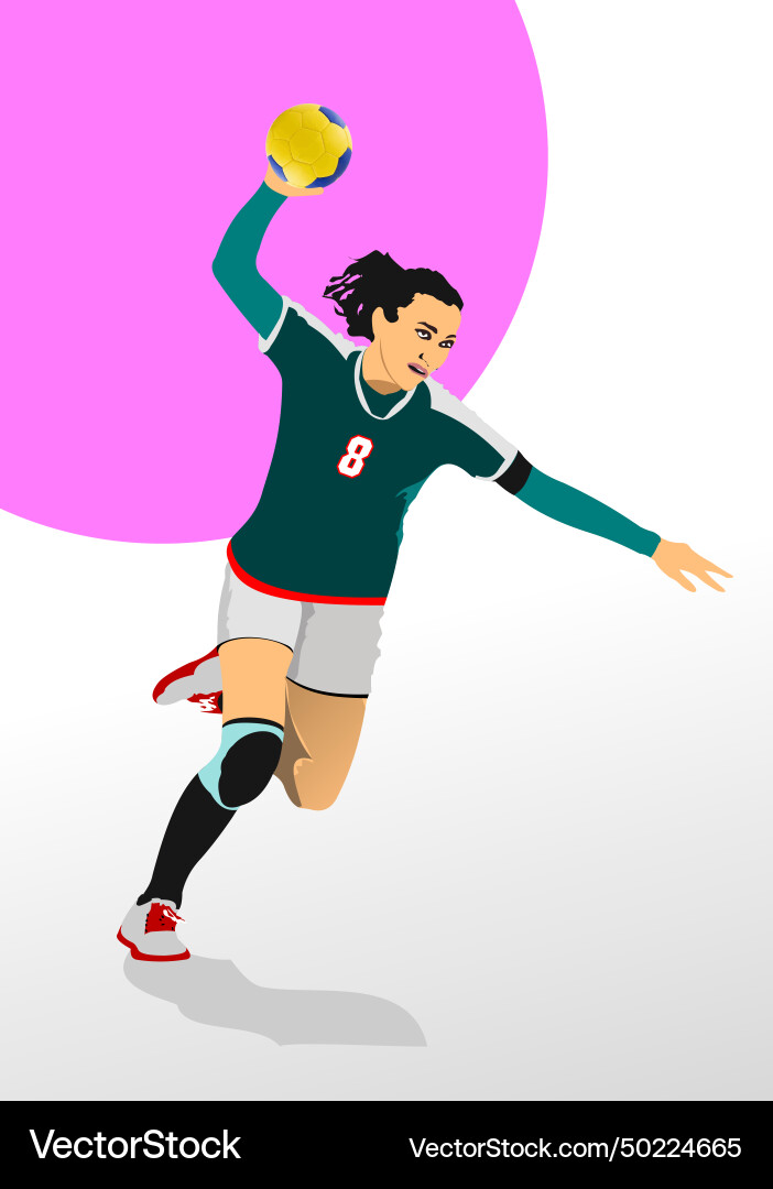 Young man exercising handball player silhouette Vector Image