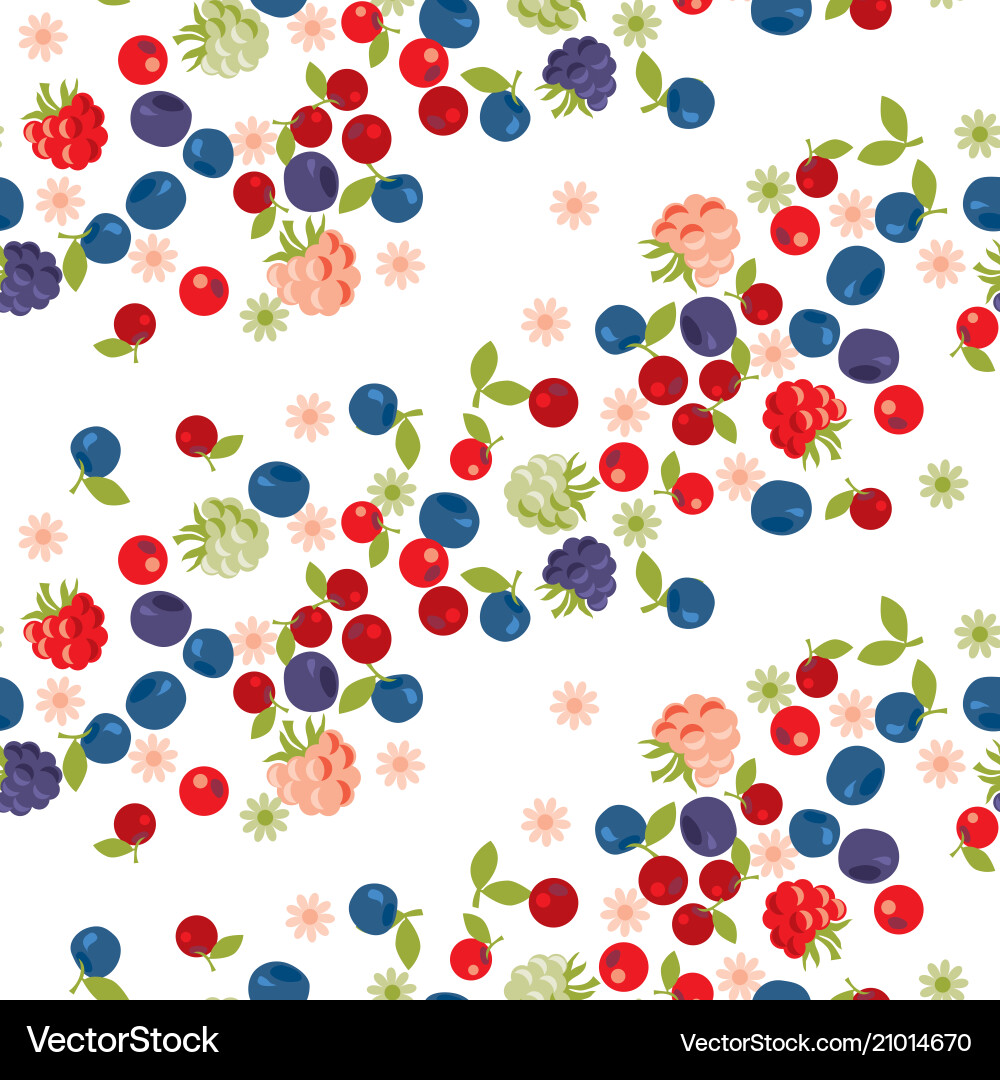 Assorted forest berries seamless pattern Vector Image