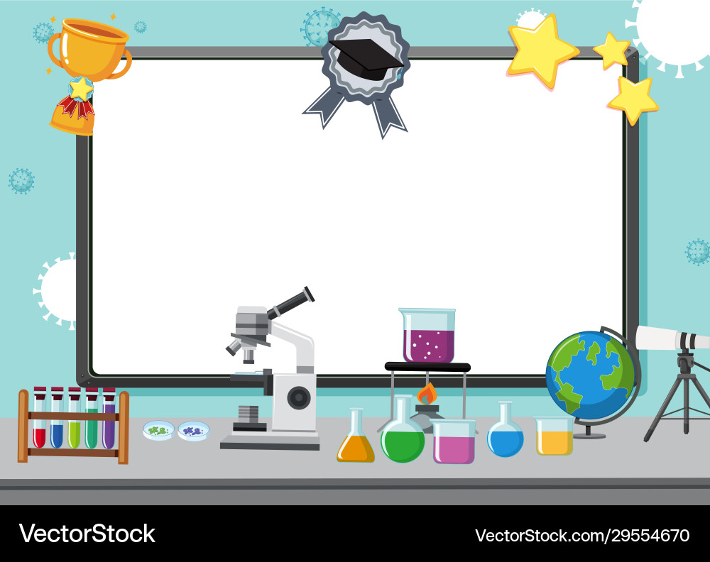 Banner template with science equipments on the Vector Image
