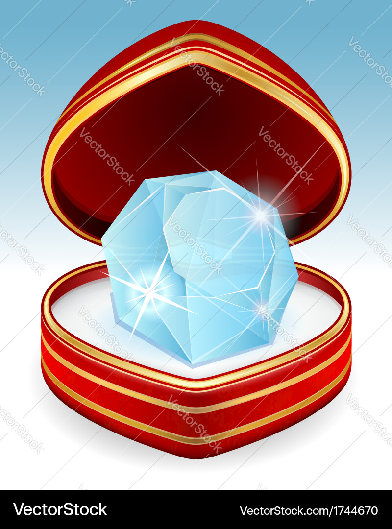 Big brilliant diamond in gift box Royalty Free Vector Image
