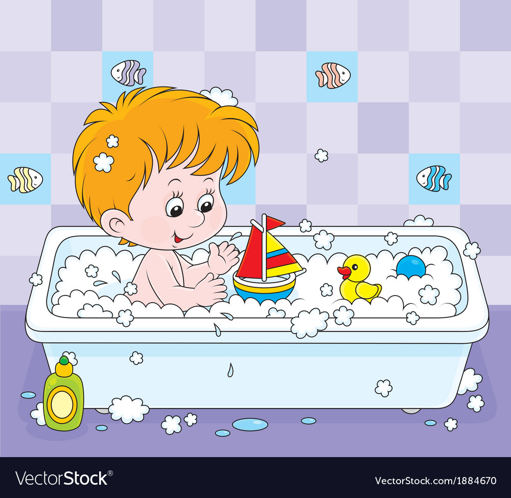 Boy bathing Royalty Free Vector Image - VectorStock