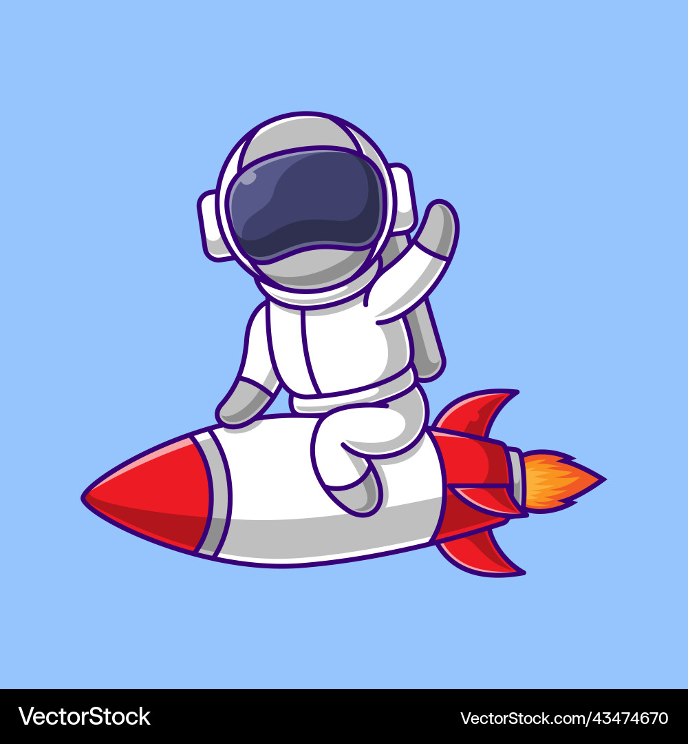 Cartoon astronaut is riding a flying rocket Vector Image