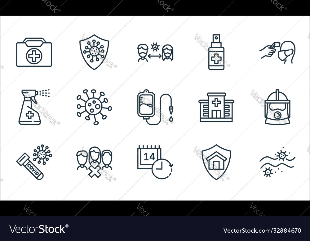 Coronavirus line icons linear set quality line Vector Image