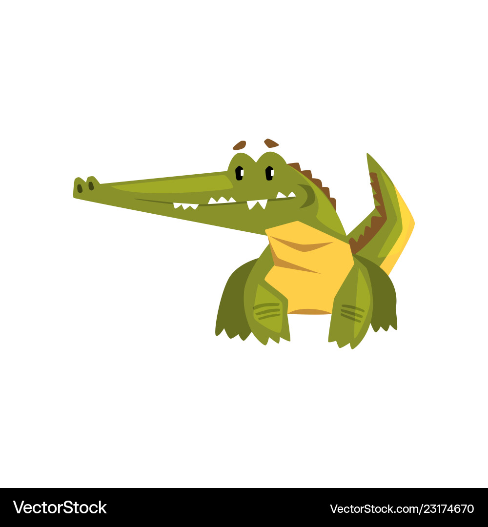 Cute friendly crocodile funny predator cartoon Vector Image