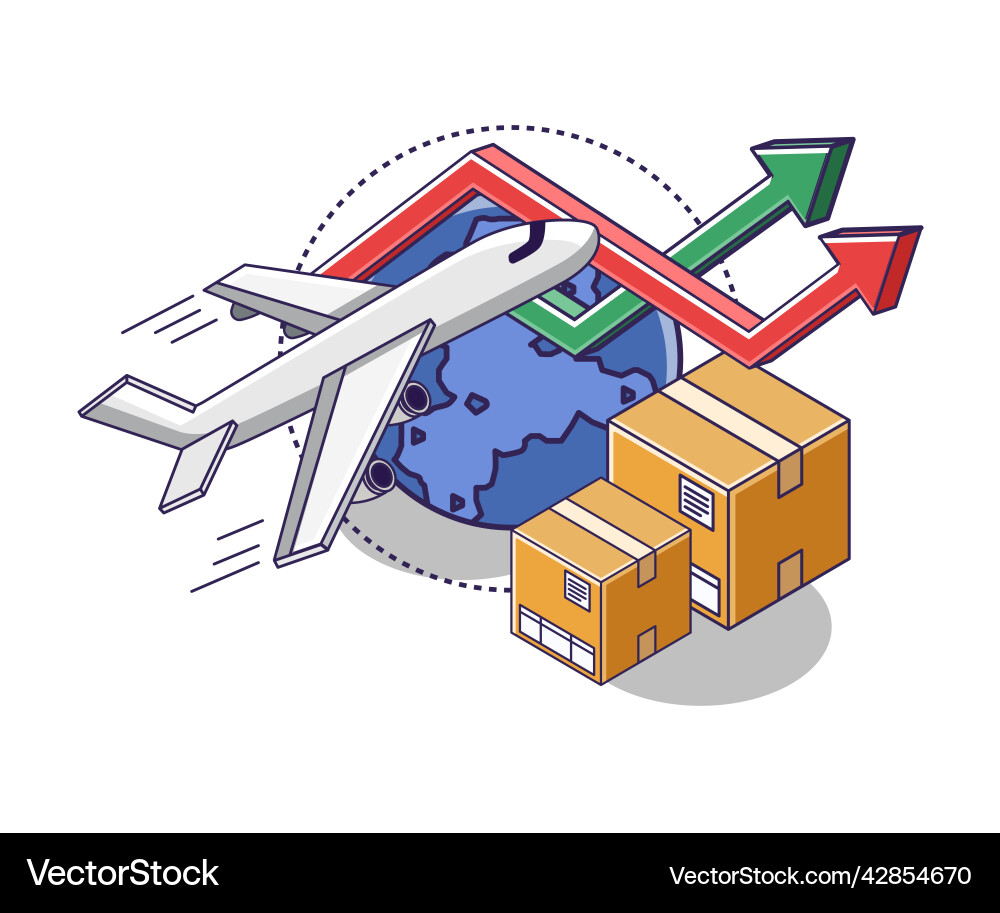 Delivery of goods by plane Royalty Free Vector Image