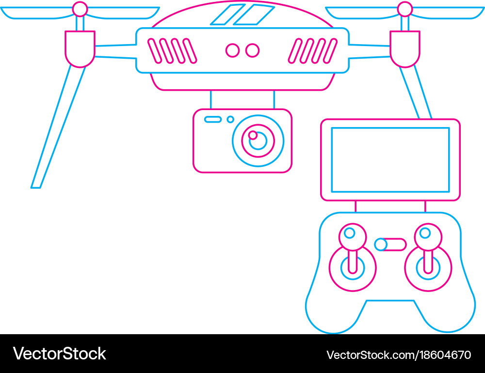 Drone with remote control device technologies Vector Image