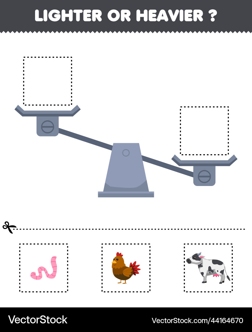 Education game for children lighter or heavier Vector Image