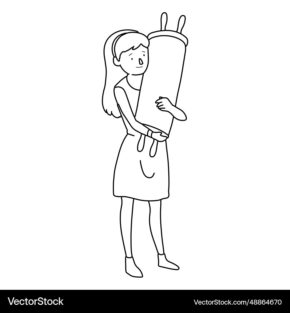 Girl jewish roll scroll stroke Royalty Free Vector Image