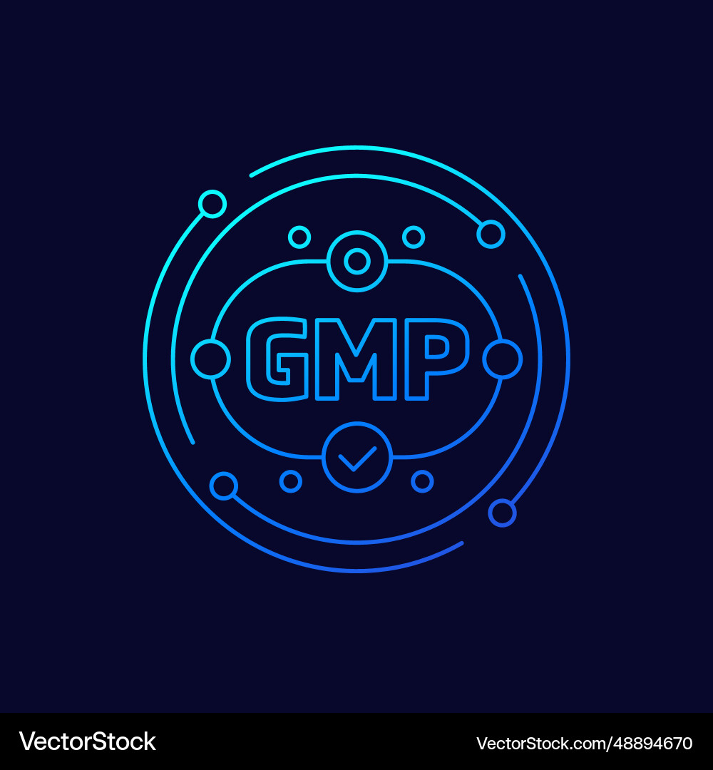 Gmp icon good manufacturing practice line design Vector Image