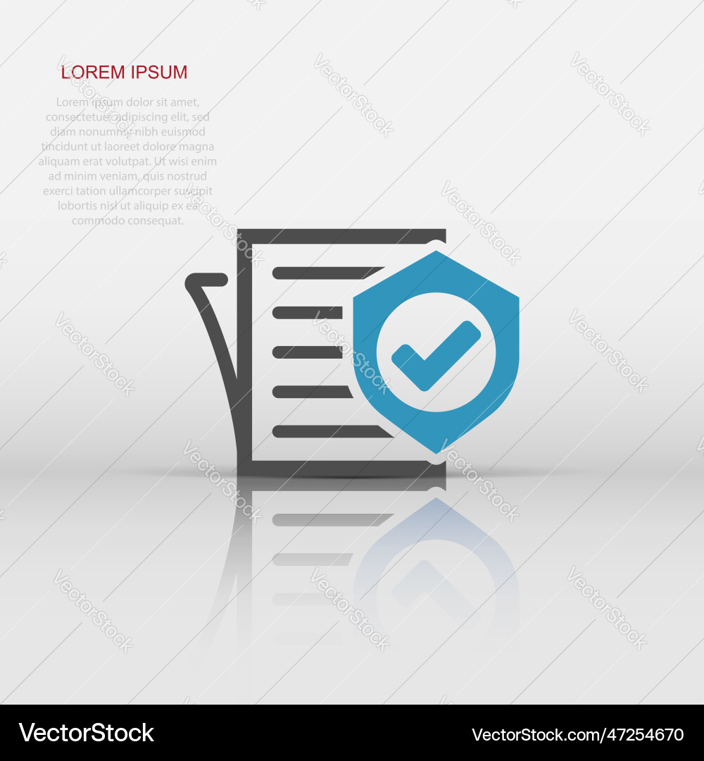 Insurance policy icon in flat style report Vector Image