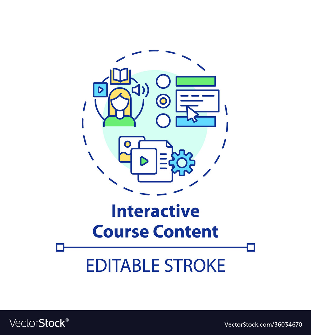 Interactive course content concept icon Royalty Free Vector