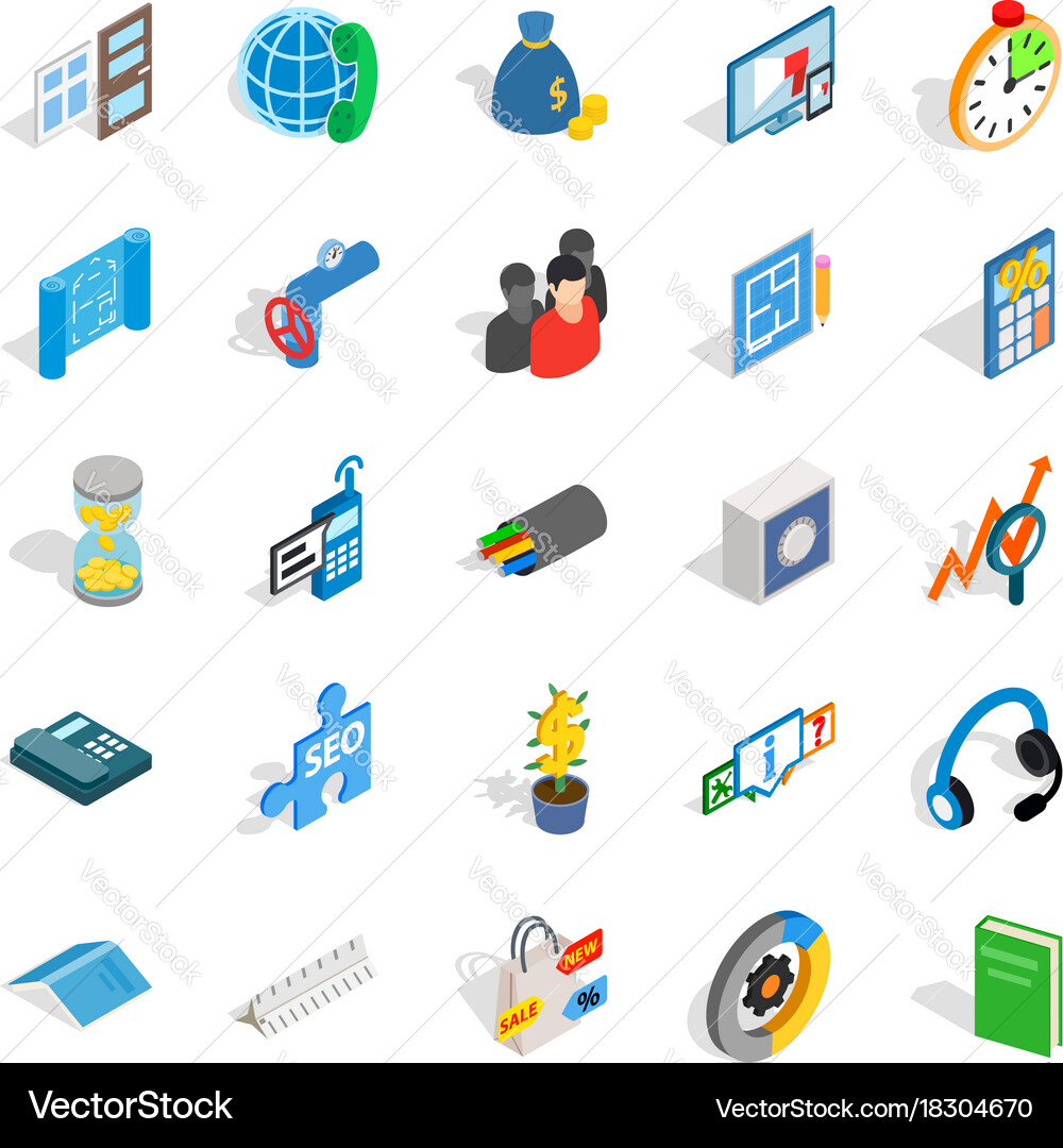 Merchant icons set isometric style Royalty Free Vector Image
