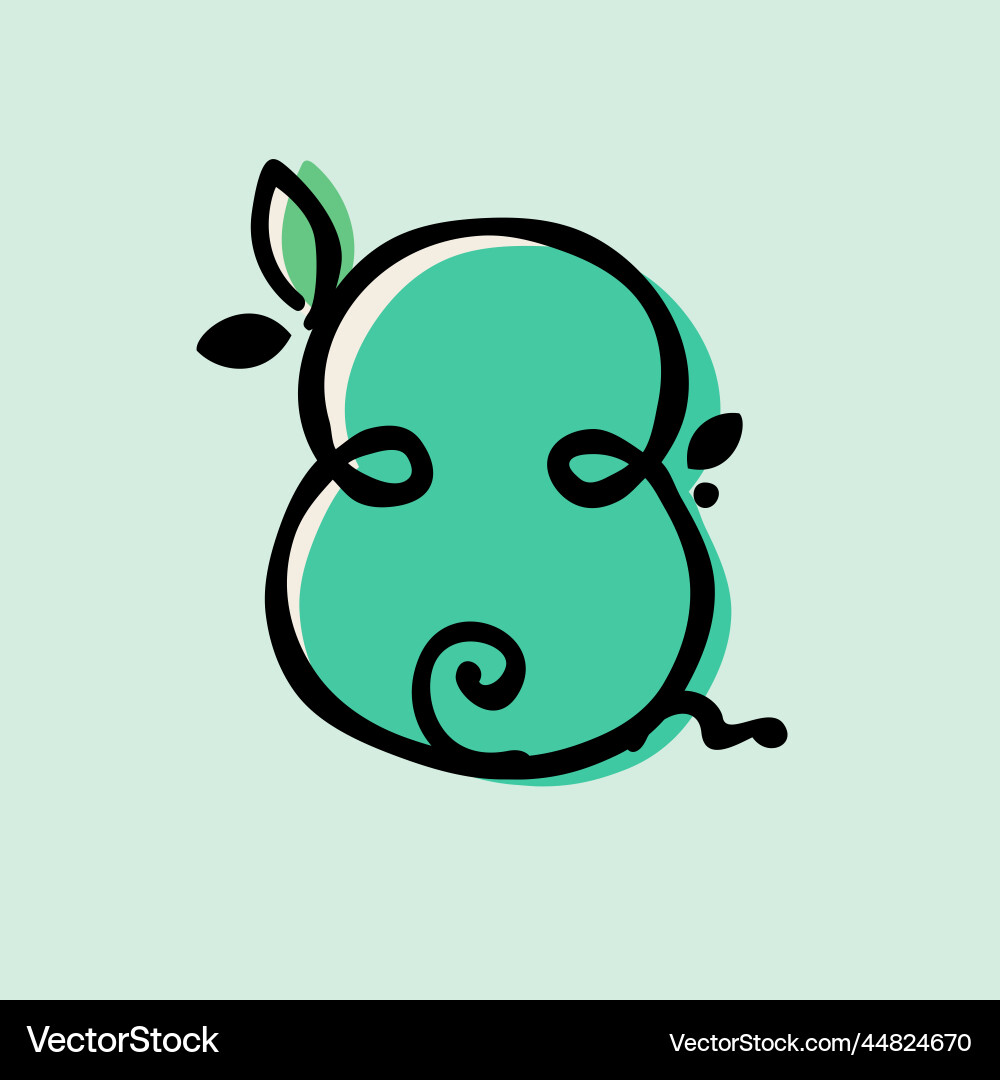 Number eight eco-friendly logo hand-drawn style Vector Image