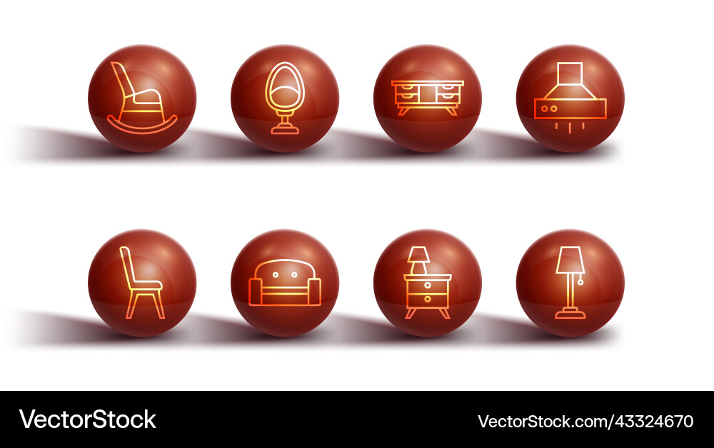 Set line rocking chair chair kitchen extractor Vector Image