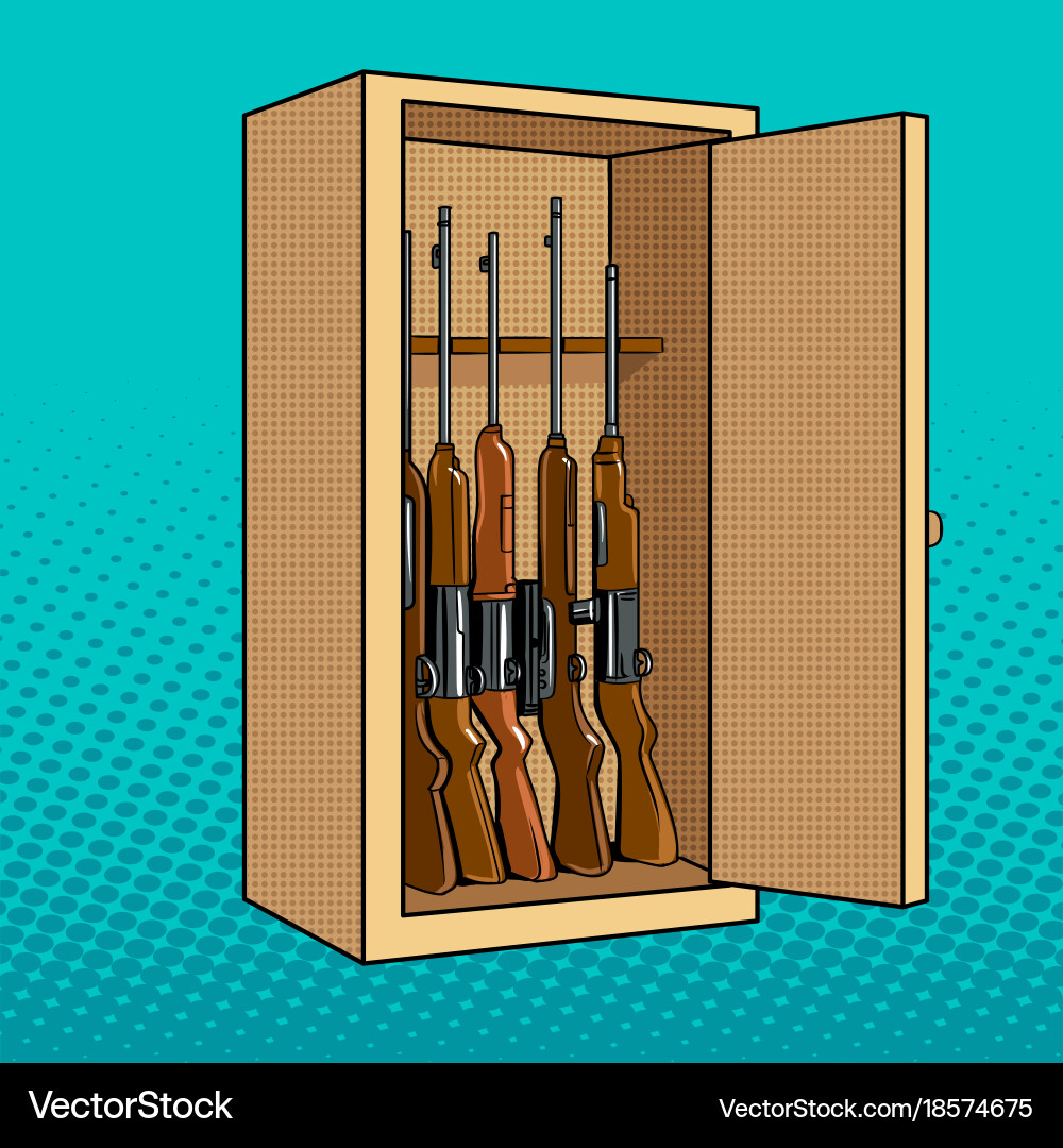 Cabinet with guns pop art Royalty Free Vector Image