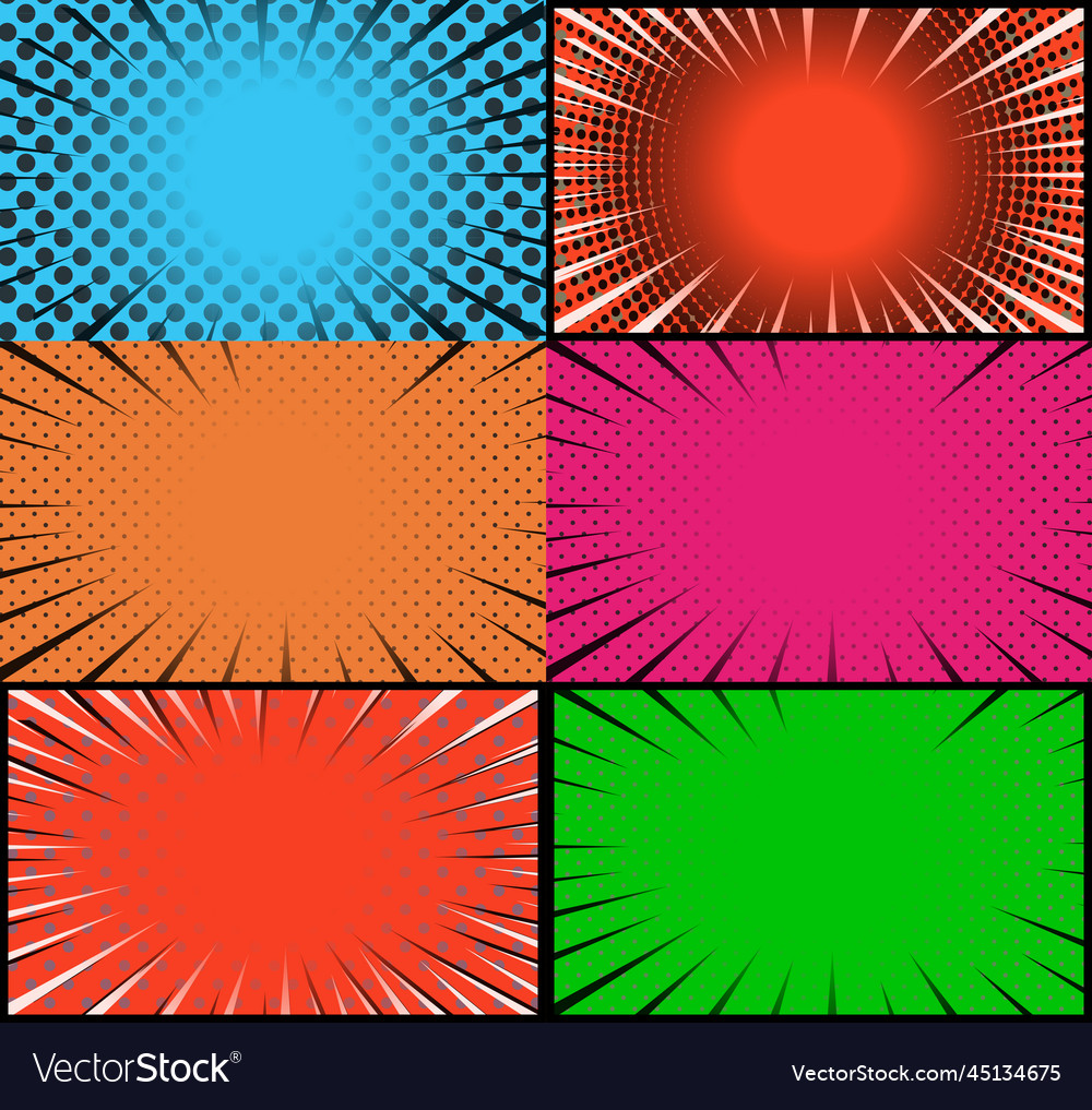 Comic book colorful frames background with rays Vector Image