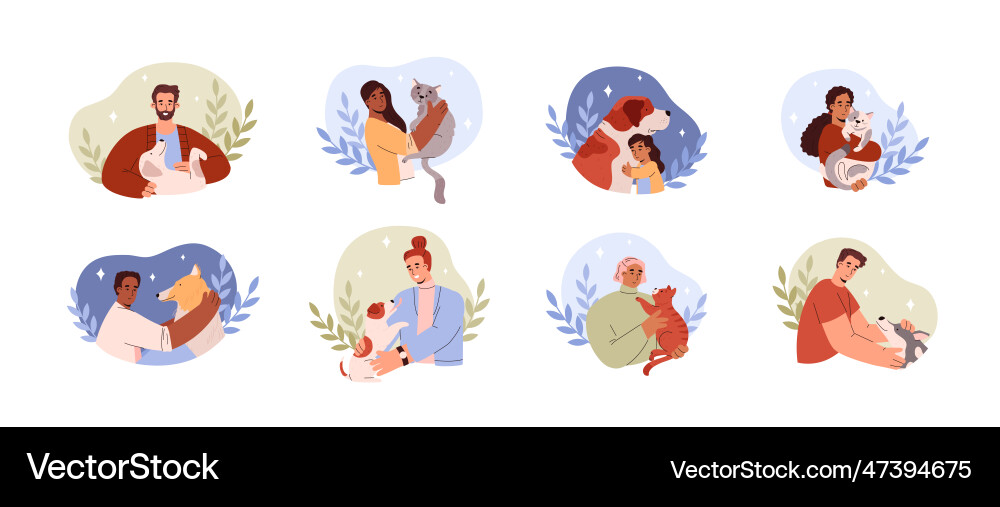 Emotional support animal and pet therapy flat Vector Image