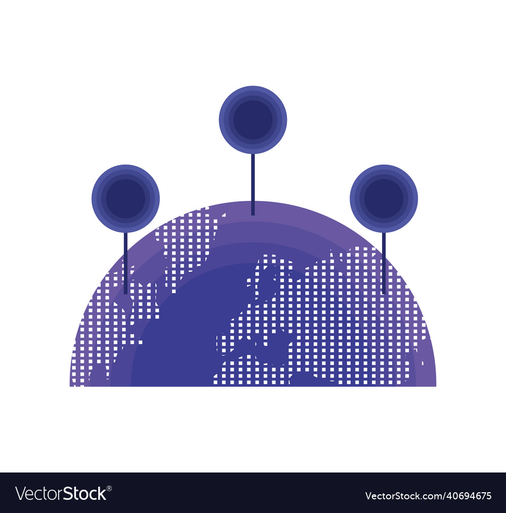 Globe map with pointer Royalty Free Vector Image