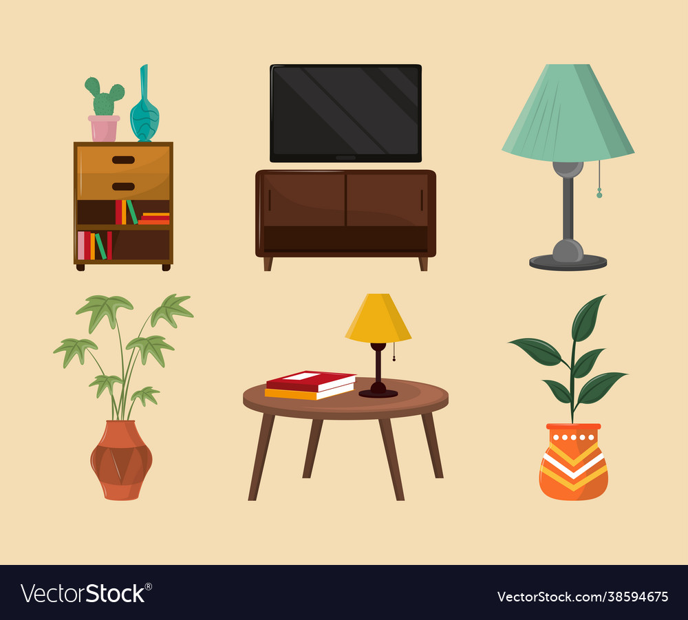 Home interior objects Royalty Free Vector Image