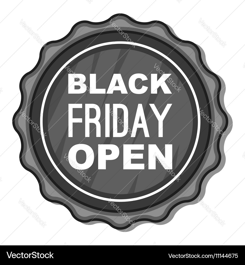 Label black friday open icon Royalty Free Vector Image