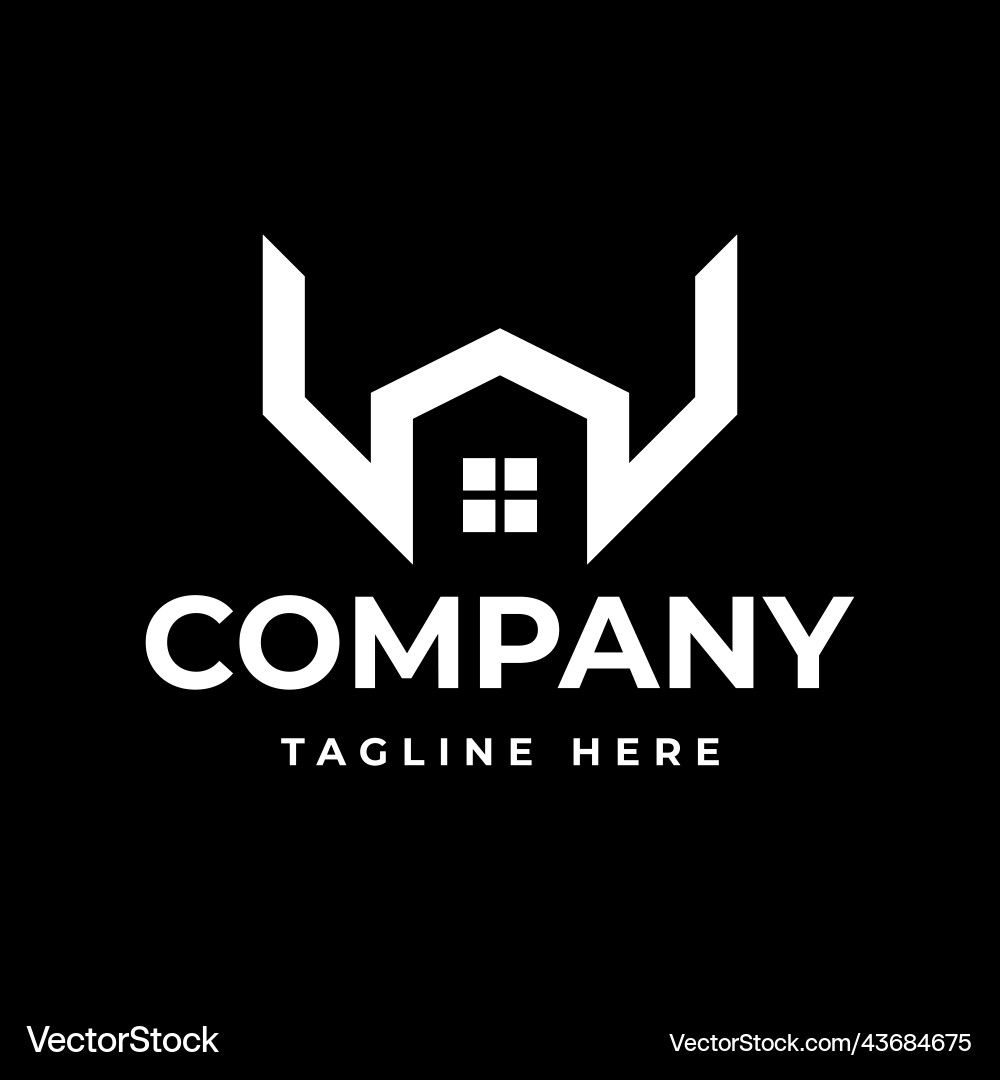 Letter w home building logo design Royalty Free Vector Image