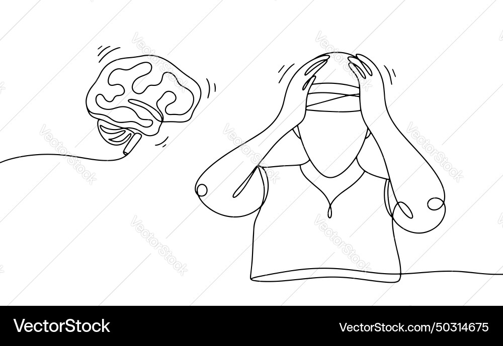 Man head injury pain concussion Royalty Free Vector Image