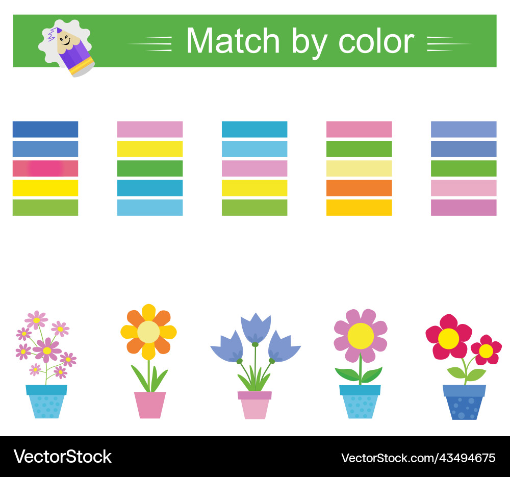 Match by color attention tasks for children Vector Image