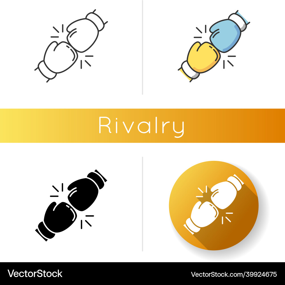 Rivalry icon linear black and rgb color styles Vector Image