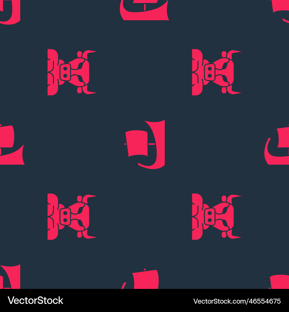 Set minotaur and greek trireme on seamless pattern