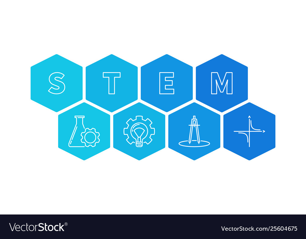 Stem - science and math hexagonal Royalty Free Vector Image