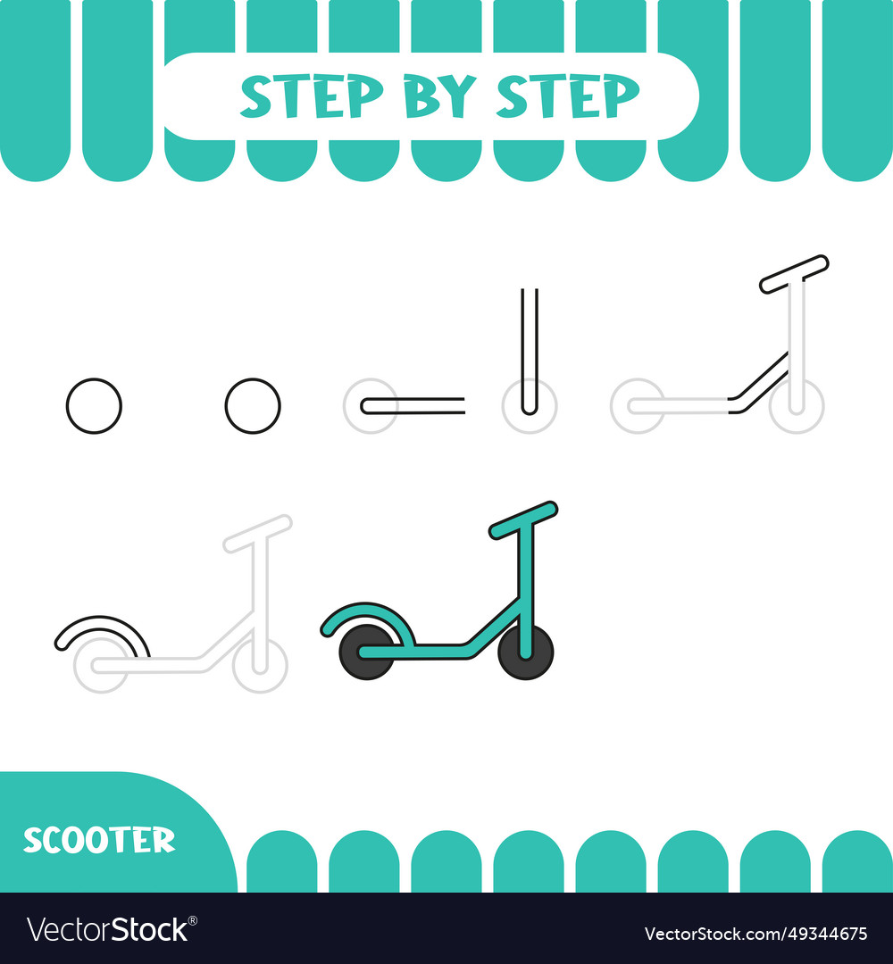 Step by drawing tutorial for kids easy level Vector Image